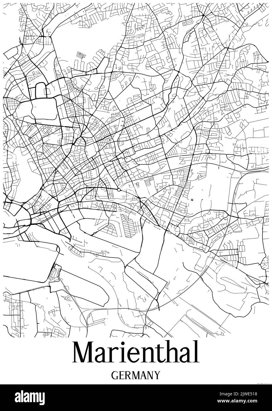 Black and white urban map of marienthal Stock Photo - Alamy