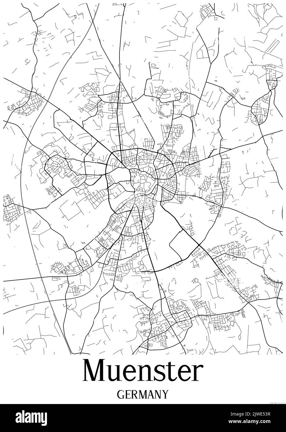 Black and white urban map of muenster Stock Photo - Alamy