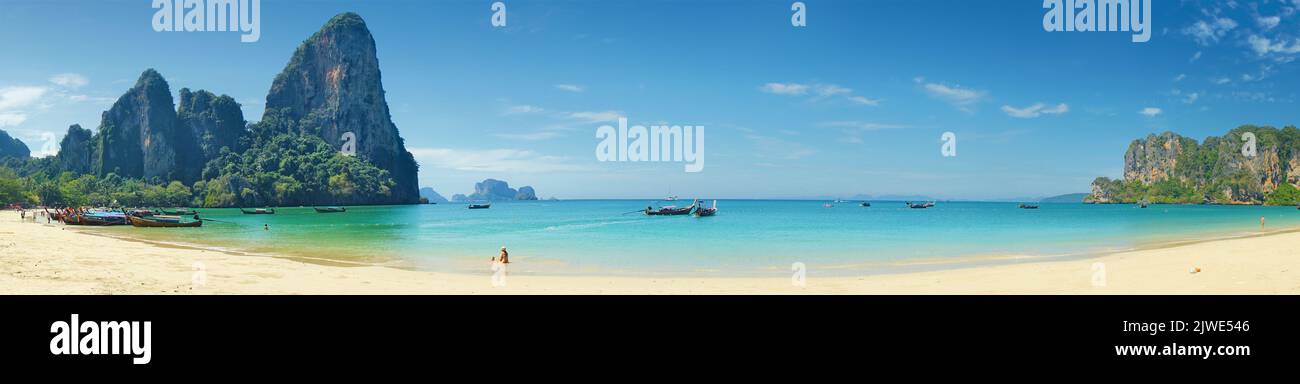 Railay Beach panorama - Andaman Sea Stock Photo - Alamy