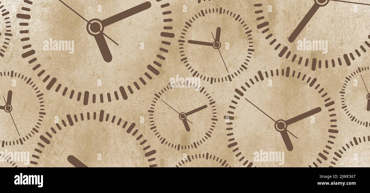 Time background with round wall clocks Stock Photo - Alamy