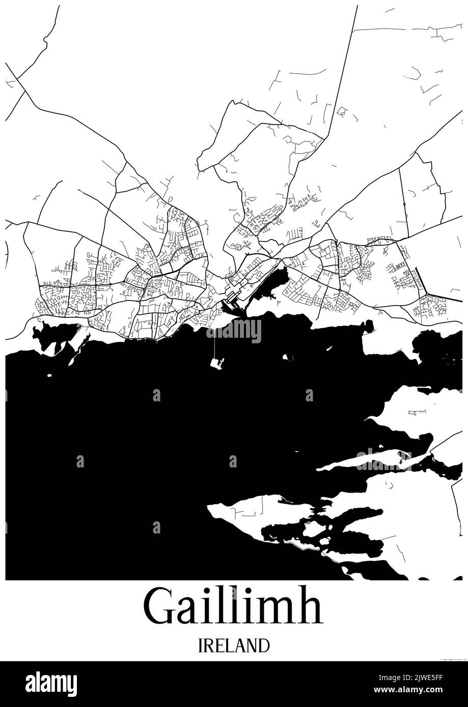 Black and white urban map of gaillimh Stock Photo - Alamy