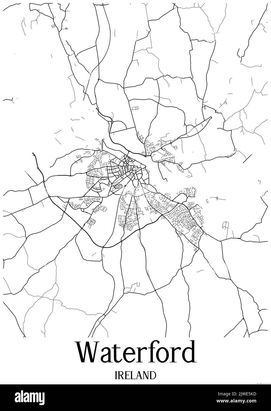 Black and white urban map of waterford Stock Photo - Alamy