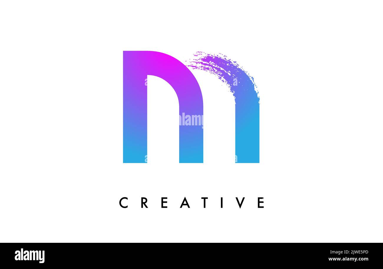 Letter M Logo Icon Design with Rounded Shape and Artistic Brush Stroke ...