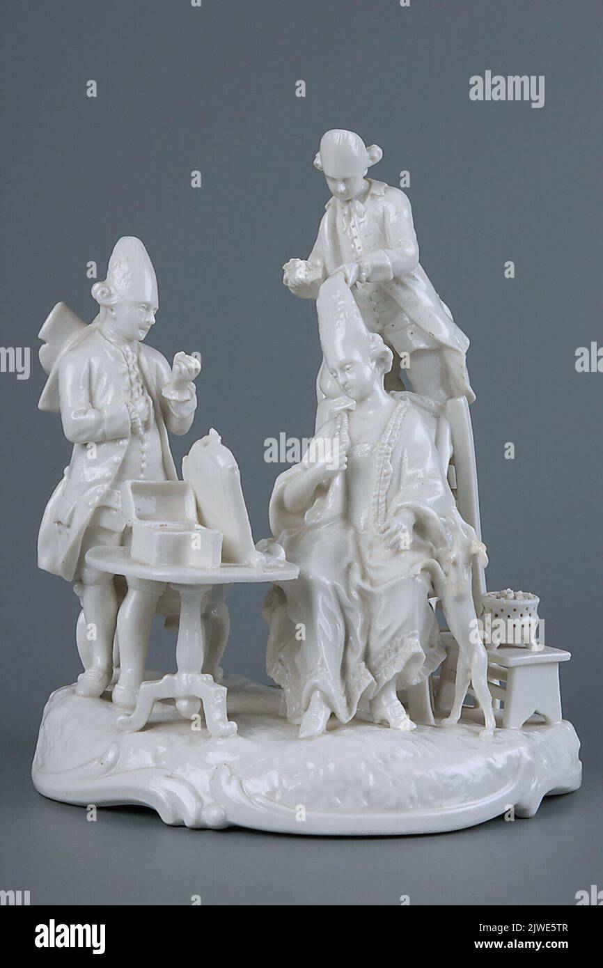Master of wig-making – figural group. Lueck, Karl Gottlieb (fl. 1760 ...