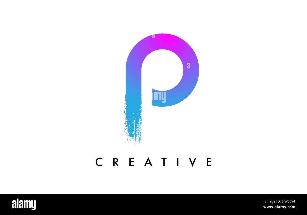 Letter P Logo Icon Design With Rounded Shape And Artistic Brush Stroke Ending Letter P In 