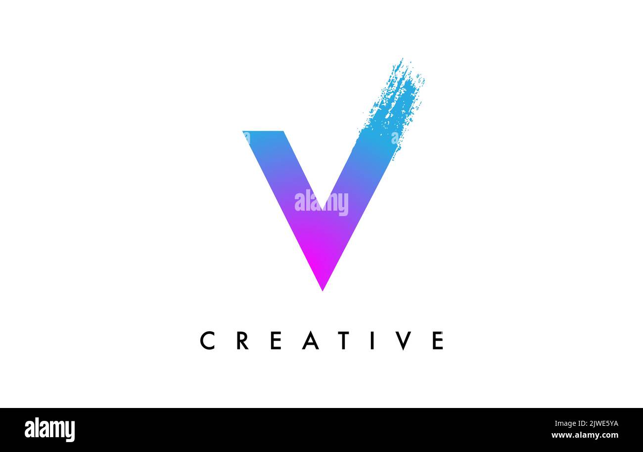 Letter V Logo Icon Design with Rounded Shape and Artistic Brush Stroke ...
