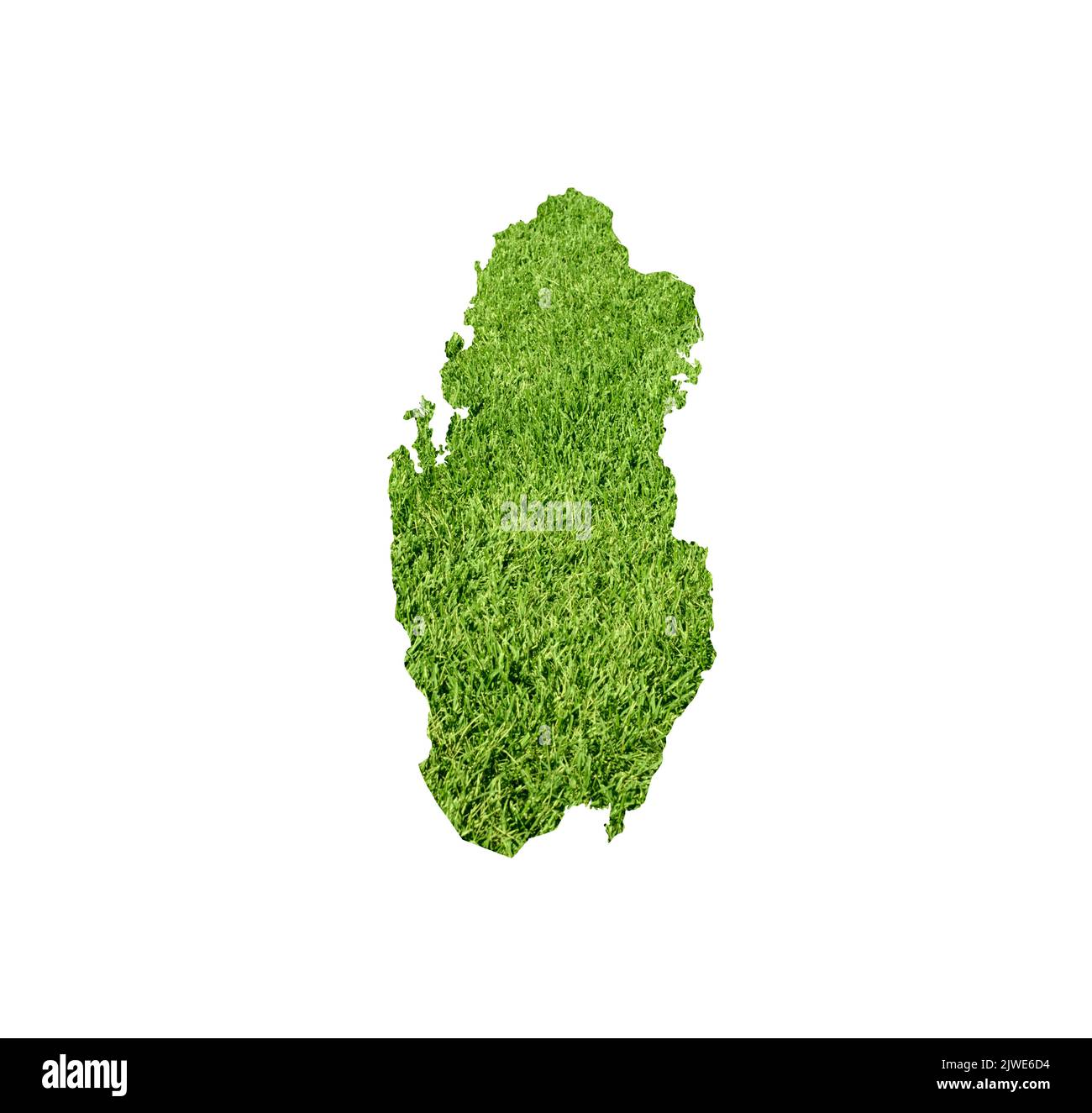 Qatar map from green grass on a white background Stock Photo - Alamy