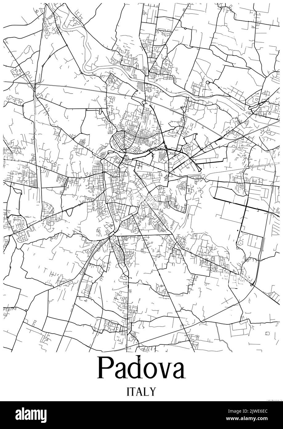 Black and white urban map of padova Stock Photo - Alamy