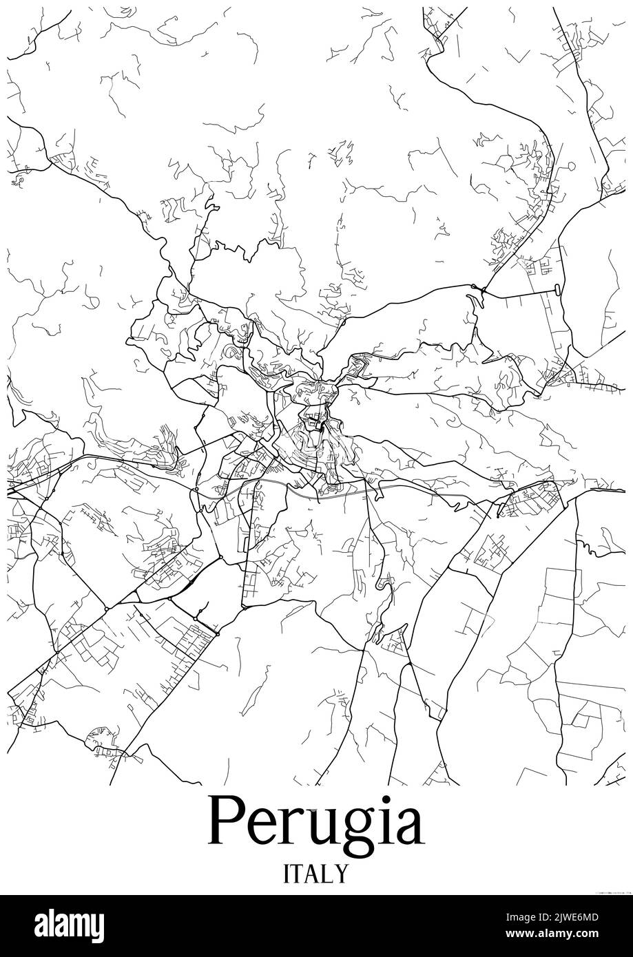 Black and white urban map of perugia Stock Photo - Alamy