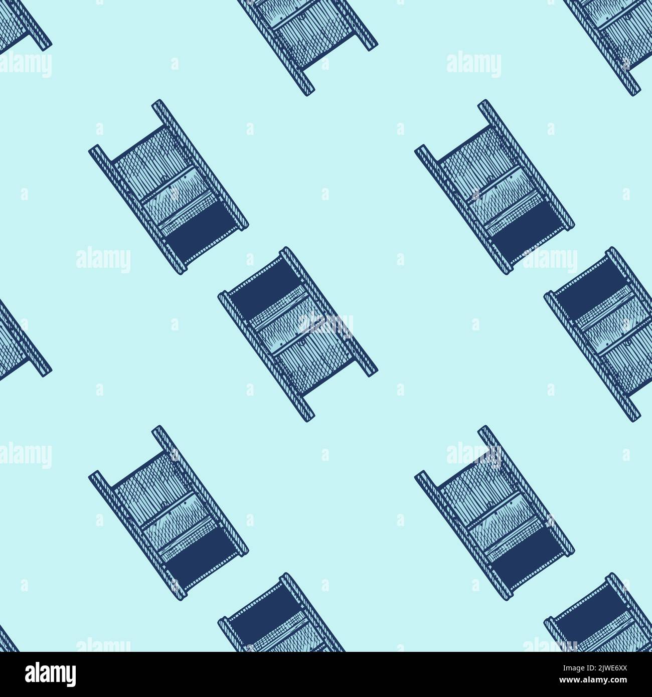 Mailbox engraved seamless pattern. Vintage letterbox in hand drawn ...