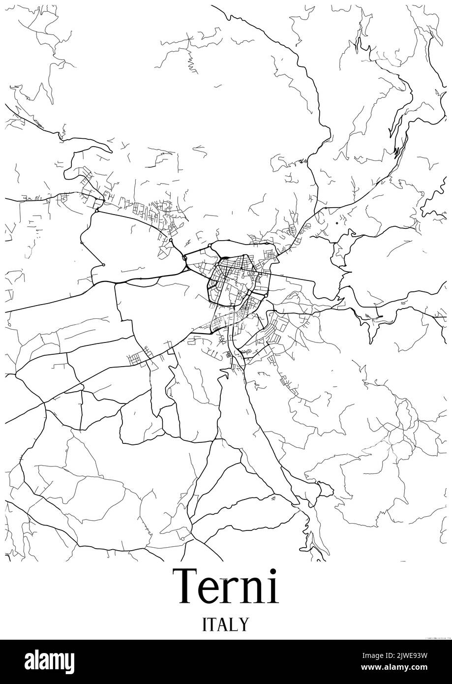 Black and white urban map of terni Stock Photo - Alamy