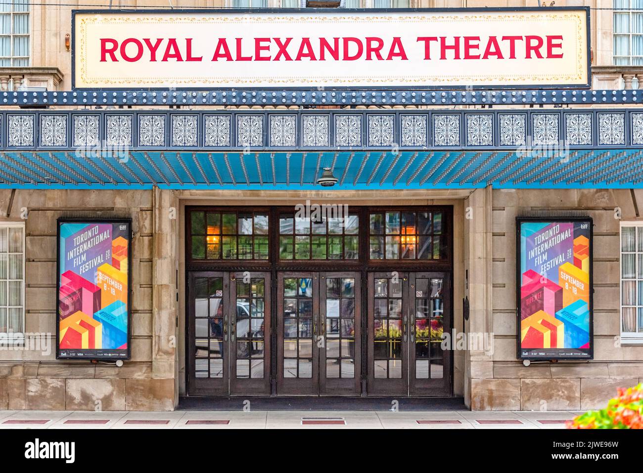 A sign advertising the 2022 Toronto International Film Festival or TIFF ...