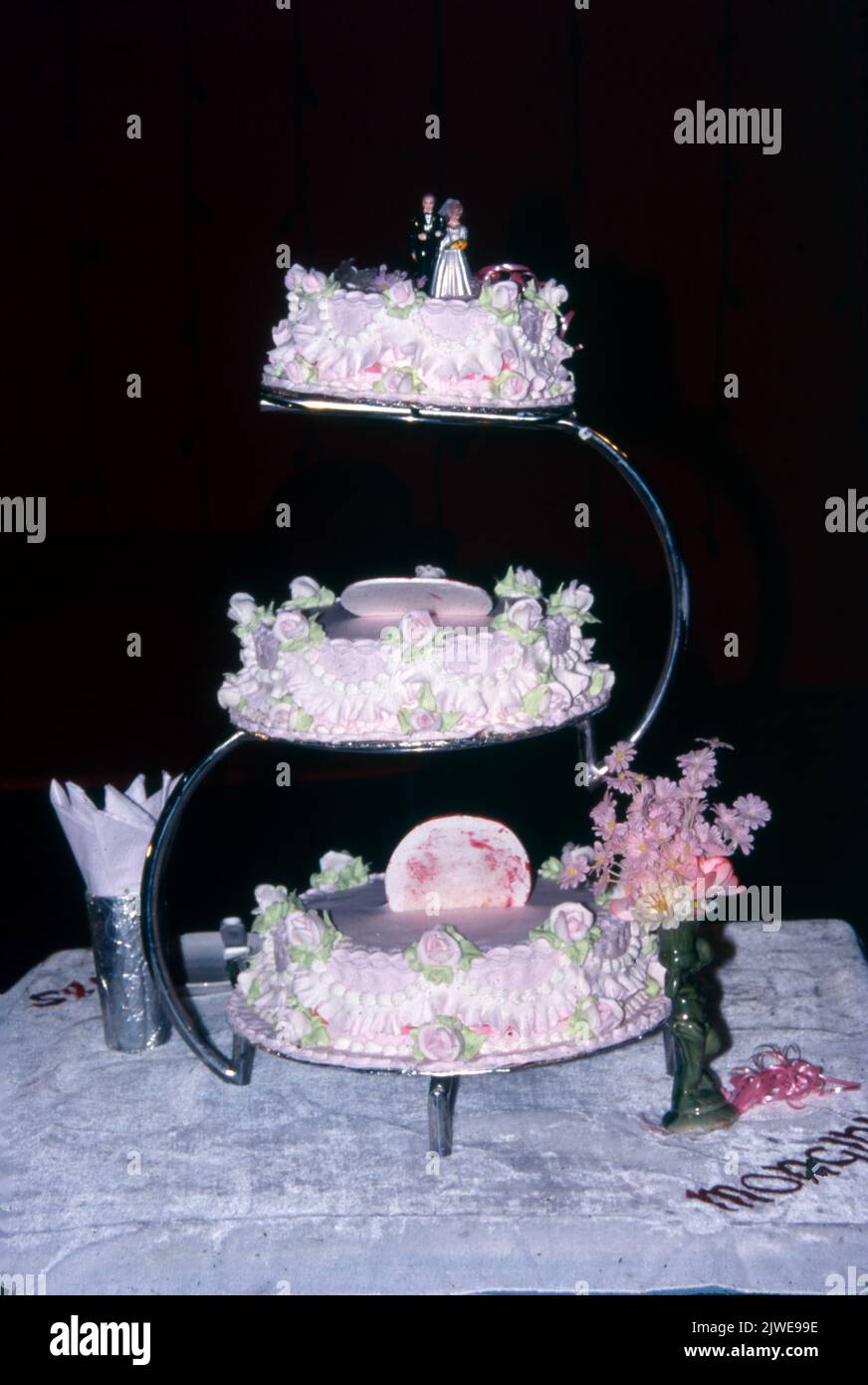 Three Layered Wedding Cake Stock Photo - Alamy