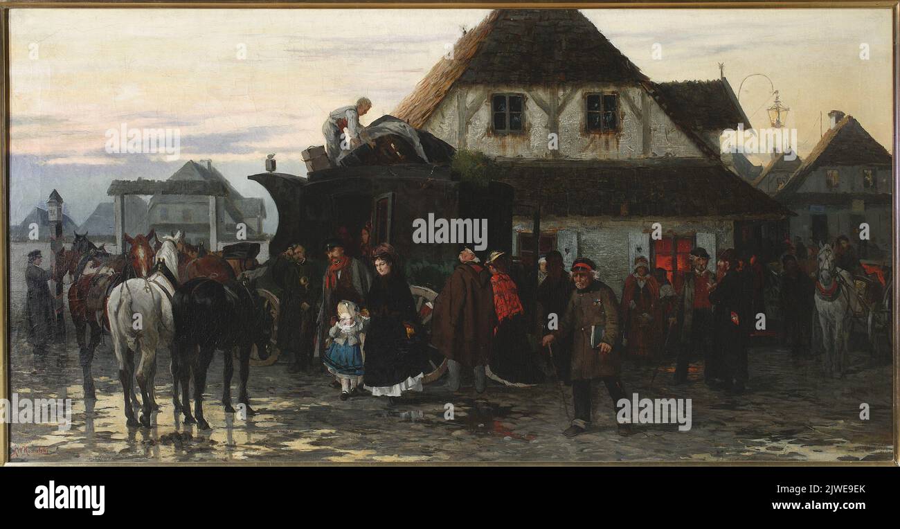 The Arrival of a Post Chaise in a Country Town. Kowalski Wierusz ...