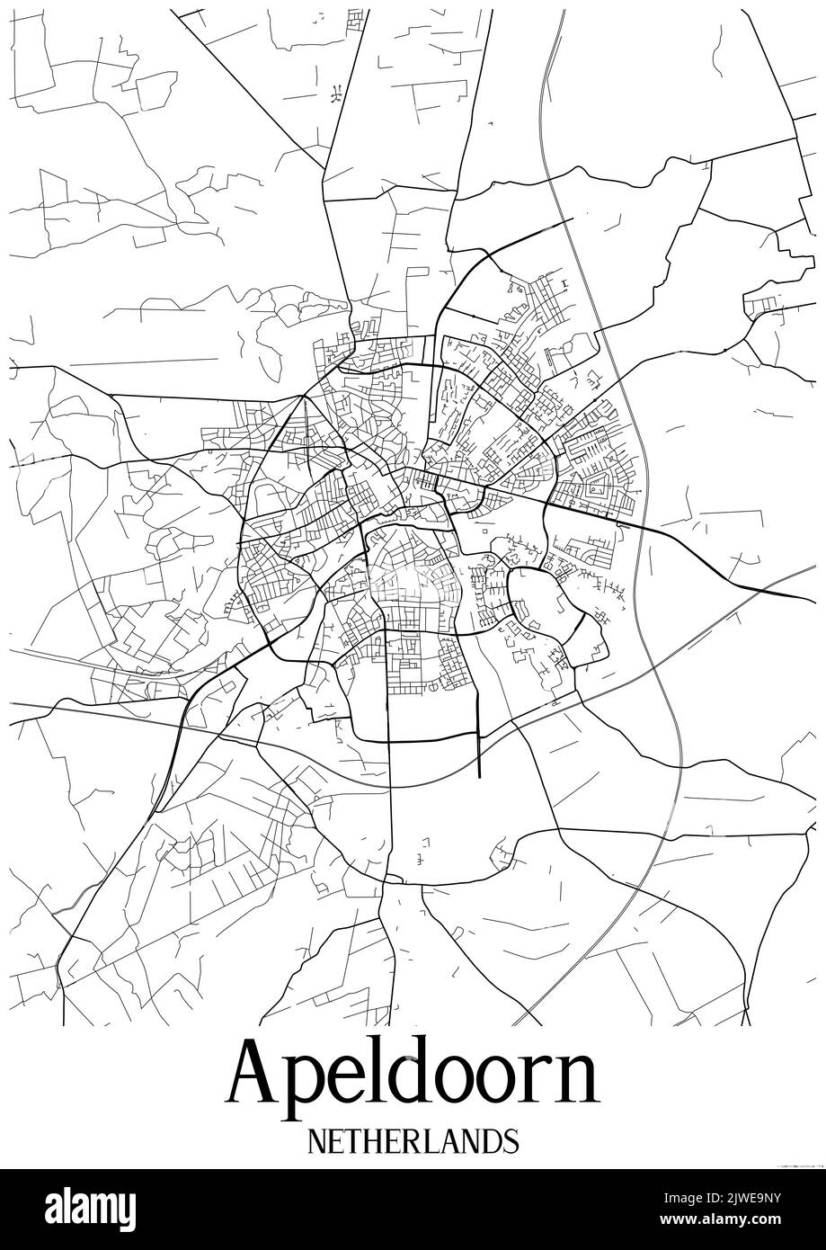 Black and white urban map of apeldoorn Stock Photo - Alamy