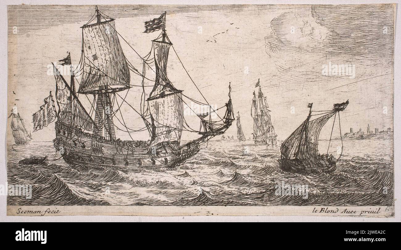 Sailing ship and dinghy, from the cycle “Various landscapes and ...