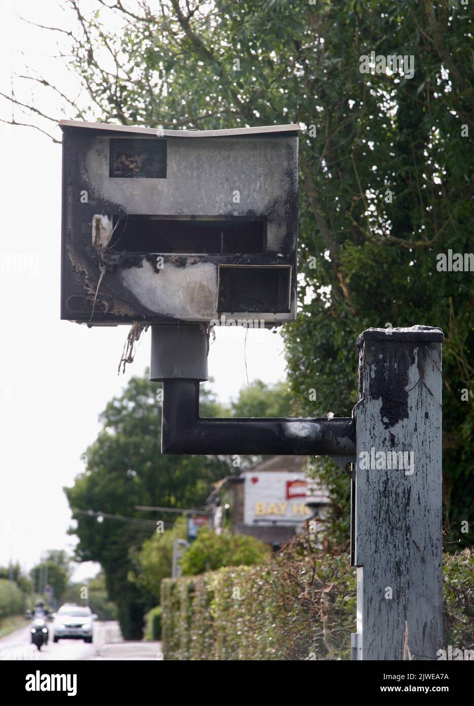 A vandalised speed camera at Osbaldeston, Preston, Lancashire, United ...