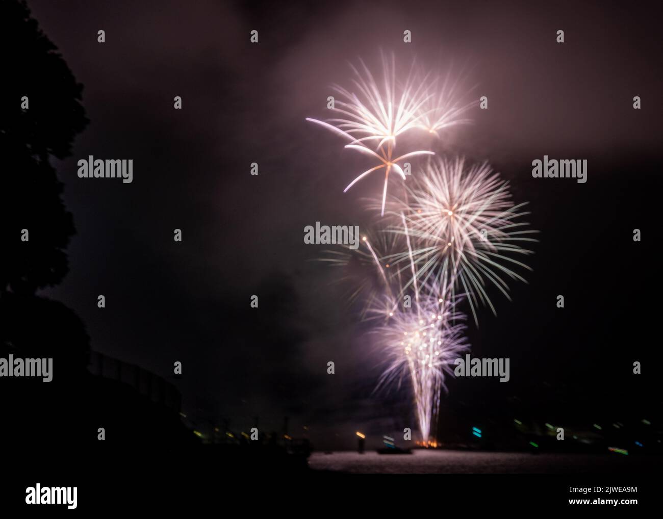 Firework explosions over the harbour from Devil's Point as part of 2022 ...