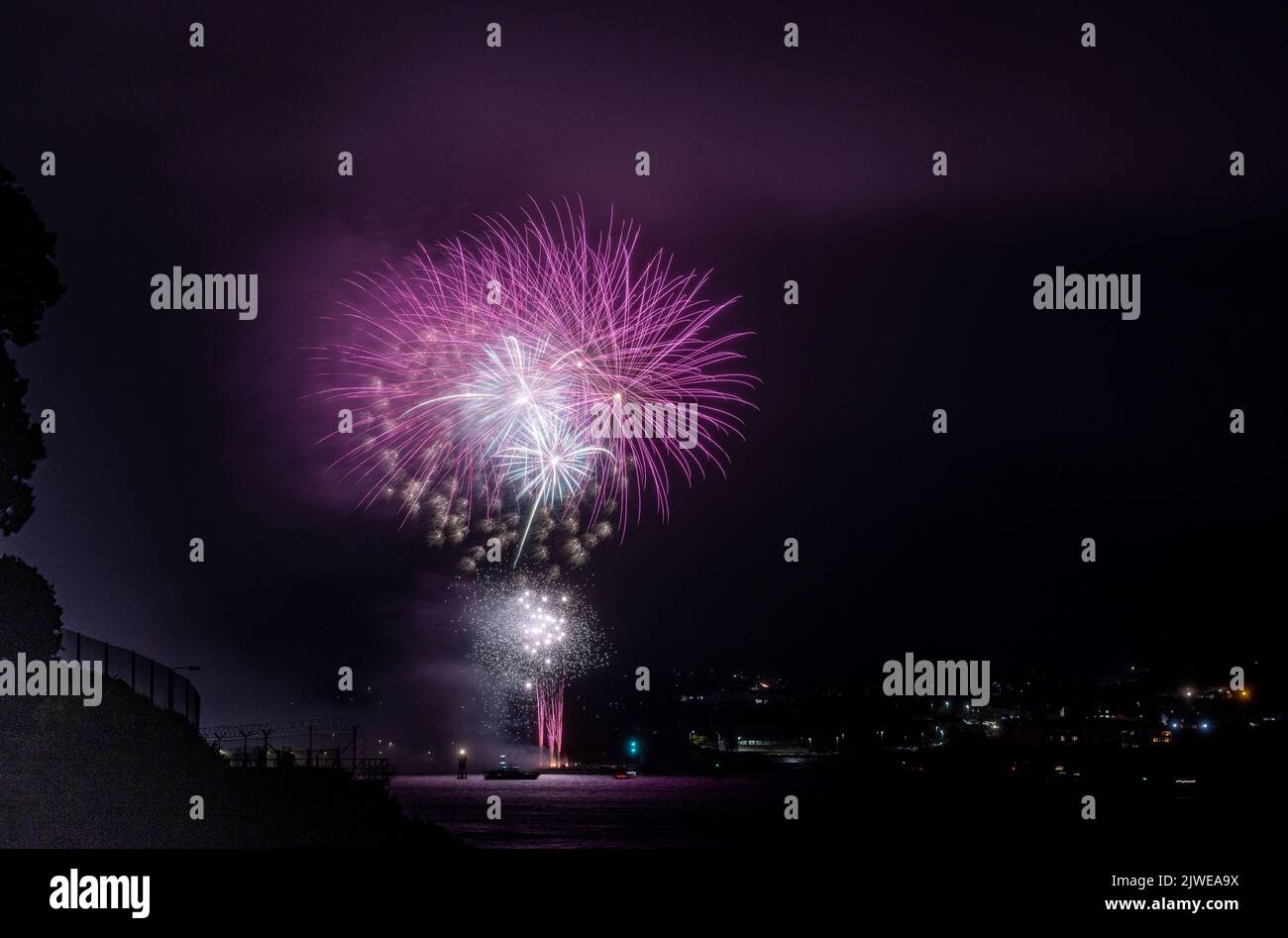 Firework explosions over the harbour from Devil's Point as part of 2022 ...