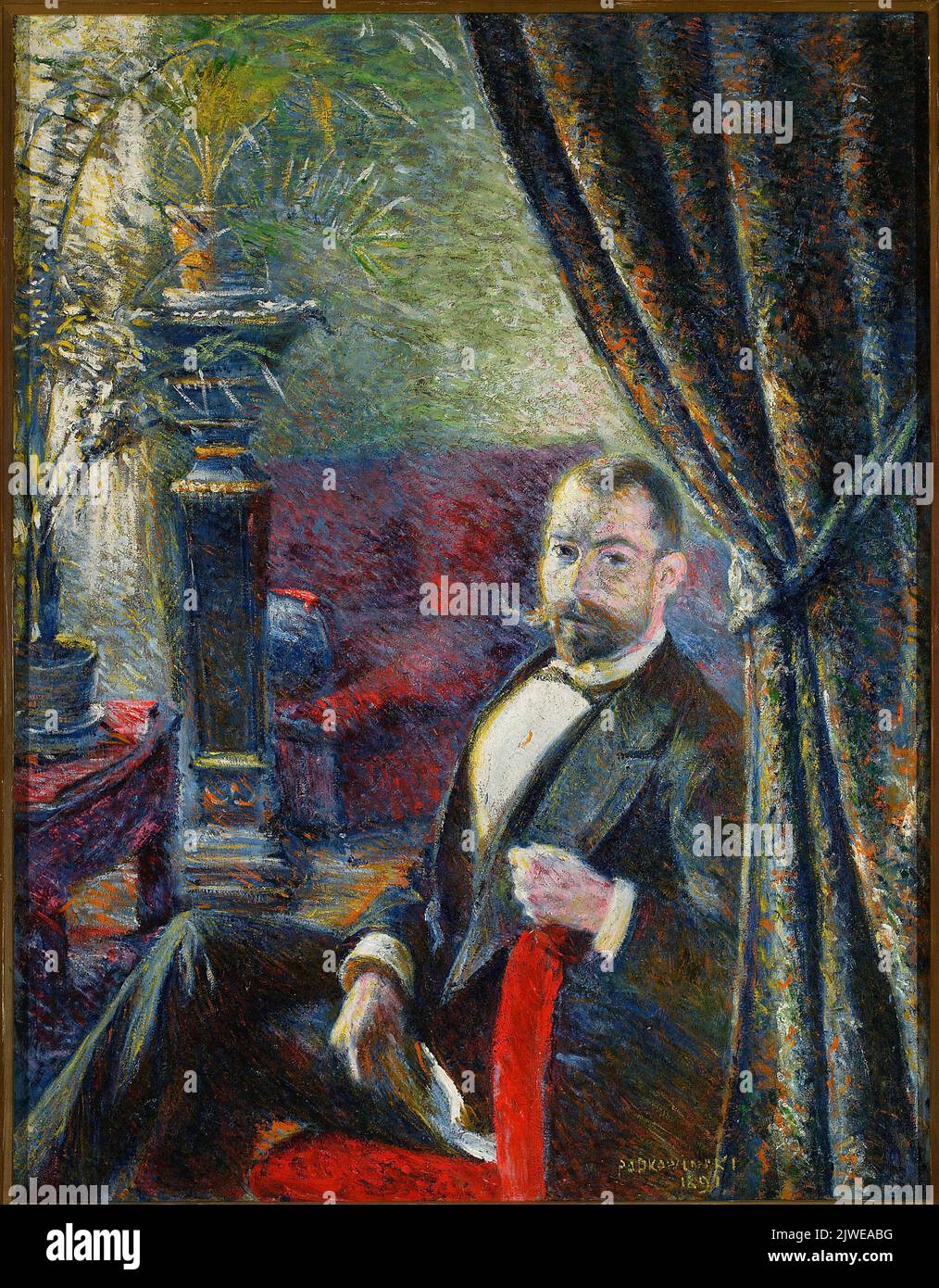 Portrait of a man. Podkowiński, Władysław (1866-1895), painter Stock ...