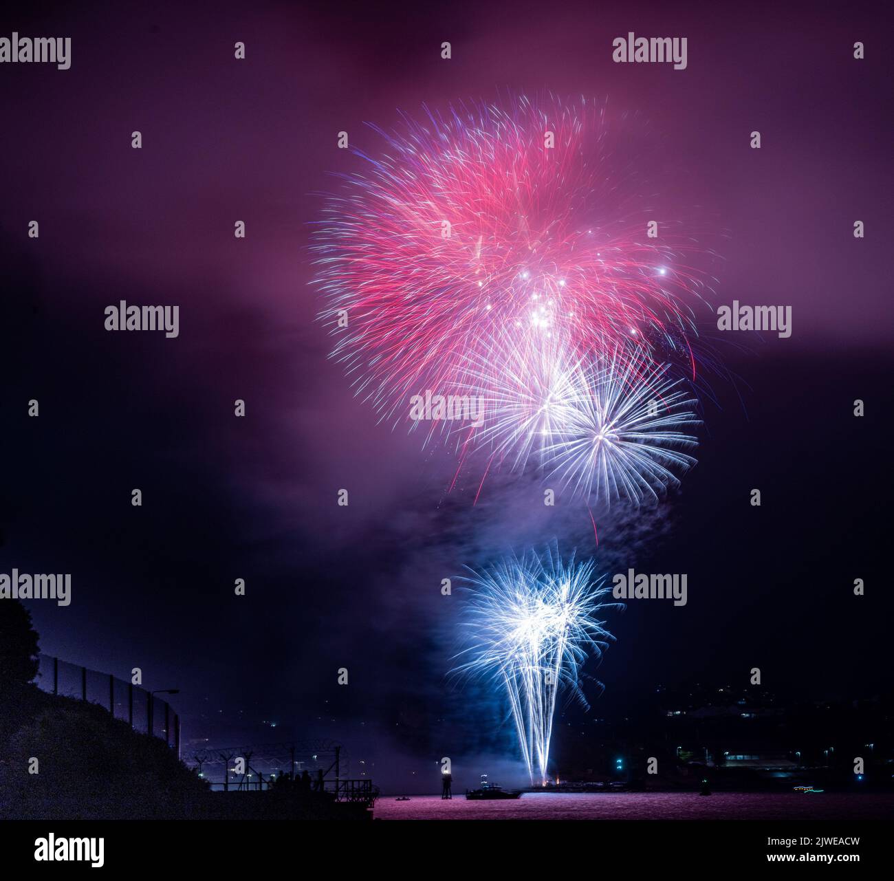 Firework explosions over the harbour from Devil's Point as part of 2022 ...