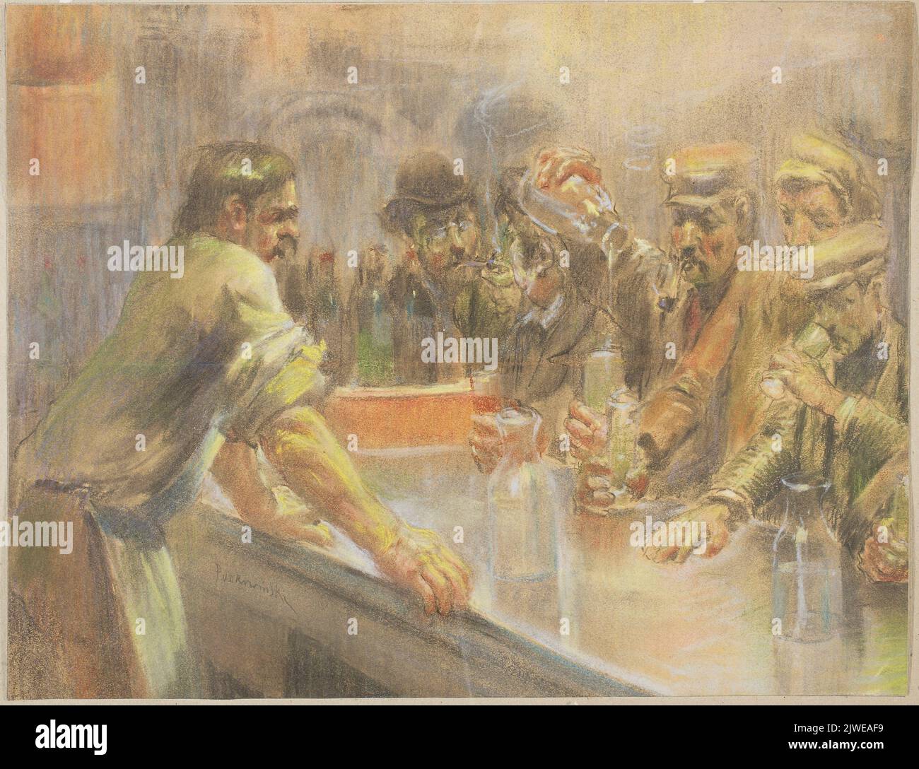 At a bar in Paris. Podkowiński, Władysław (1866-1895), painter Stock ...