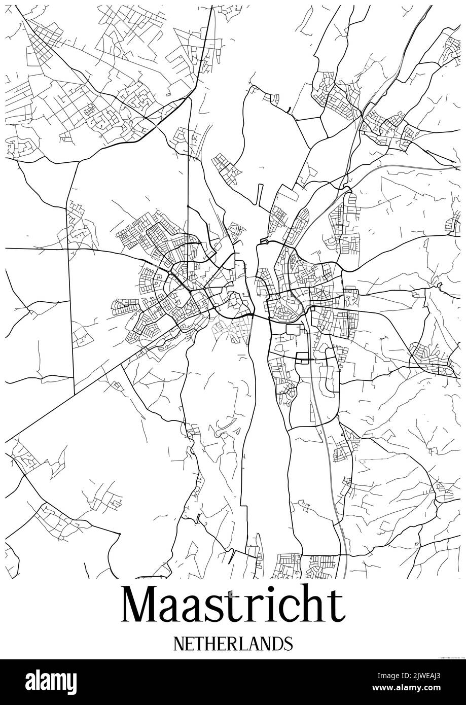 Black and white urban map of maastricht Stock Photo - Alamy
