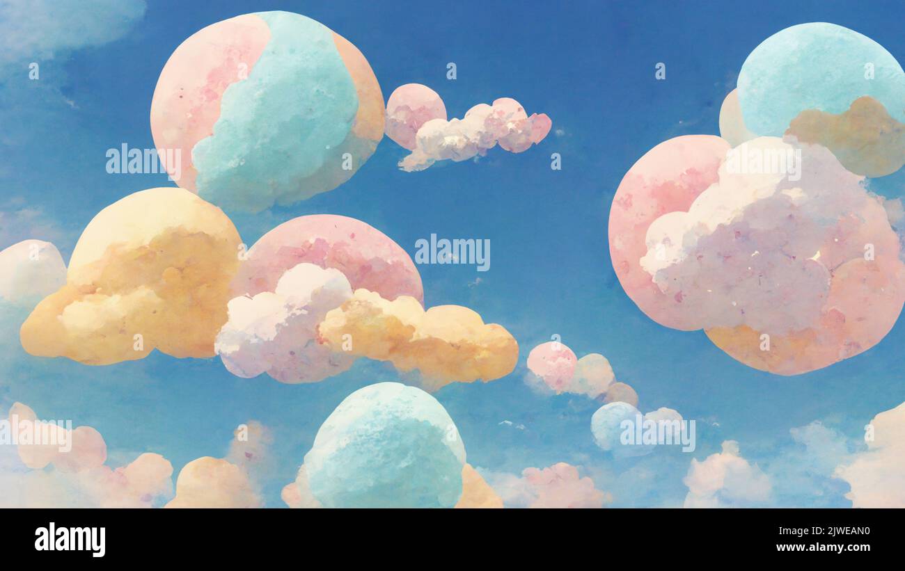 A fantasy pastel color candy cloud - Digital Generate Image Stock Photo ...