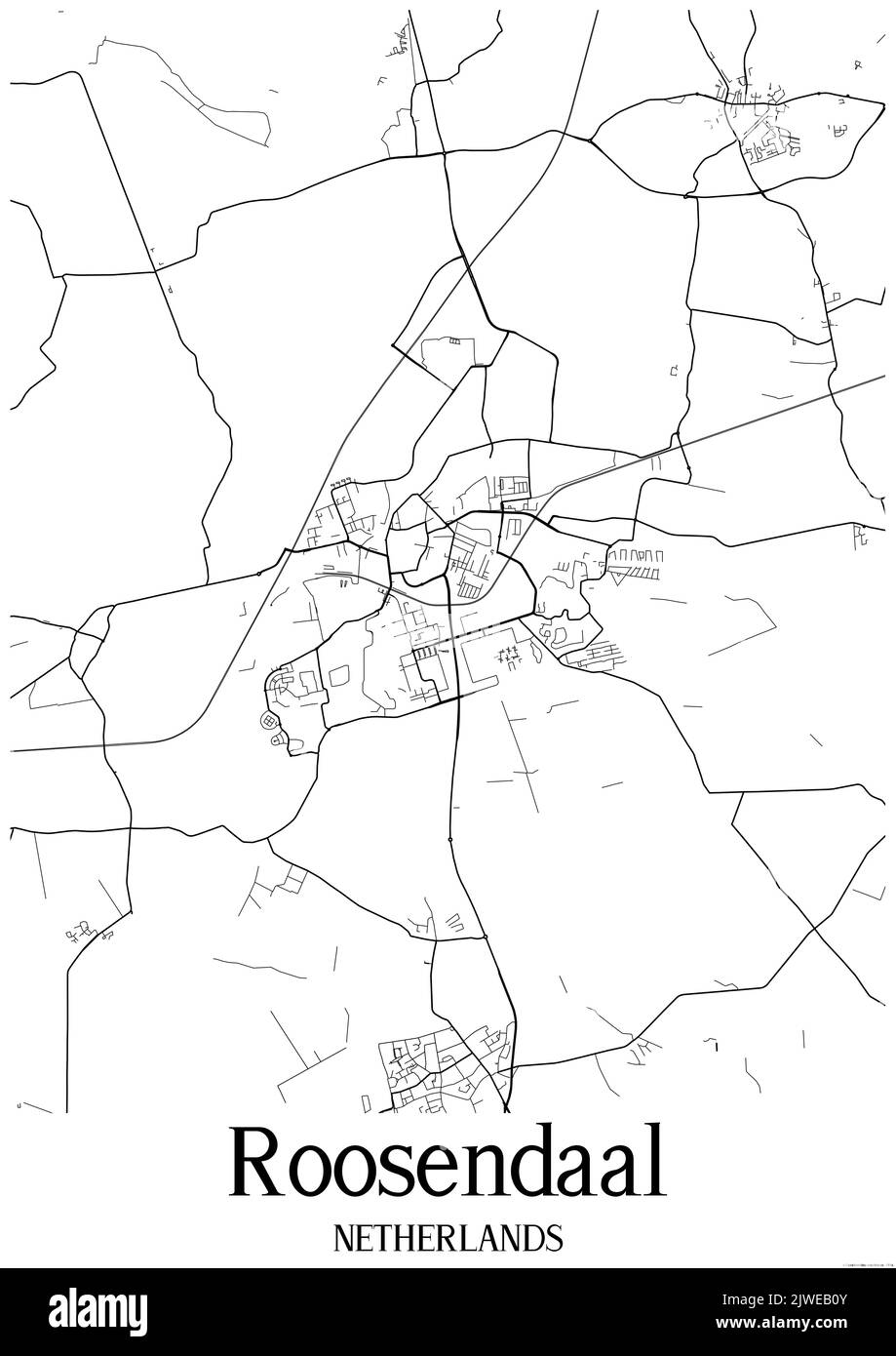 Black and white urban map of roosendaal Stock Photo - Alamy