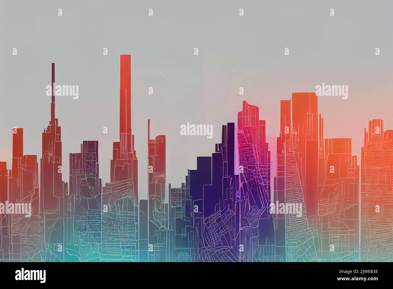The colorful abstract scene of the capital city Stock Photo - Alamy