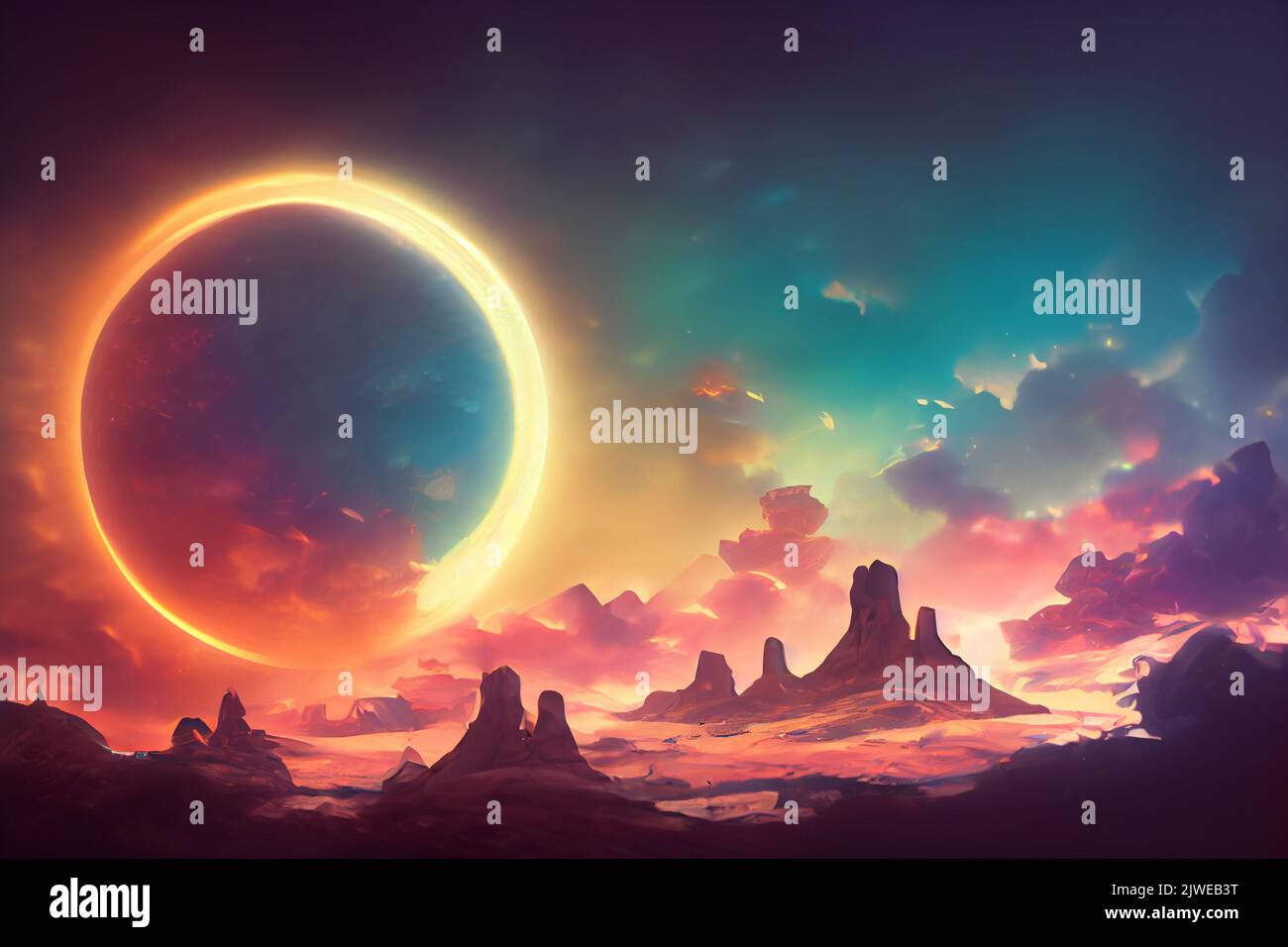 The wonderful landscape in sci-fi fiction style- Digital Generate Image ...