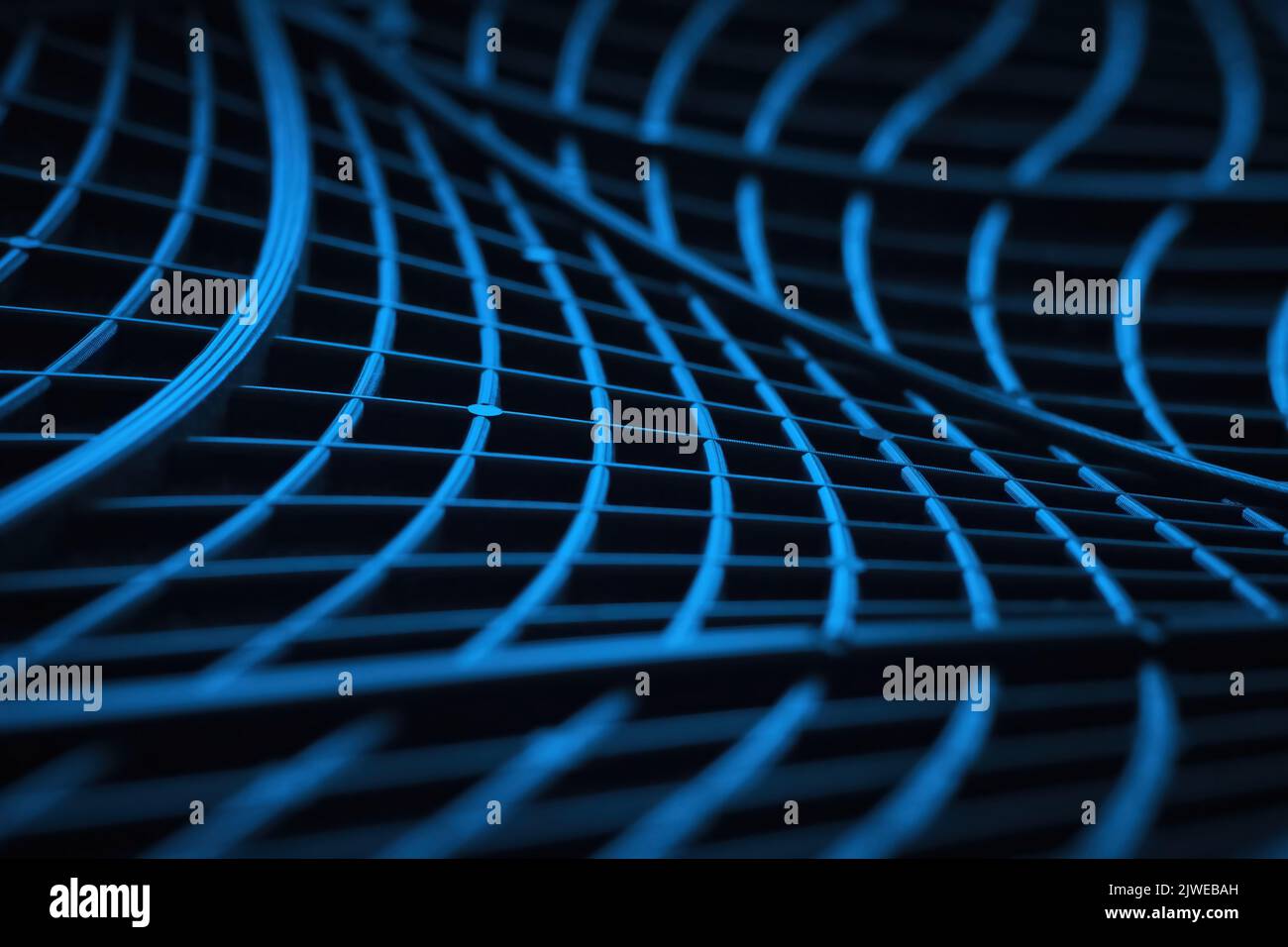 Abstract background with blue plastic curved geometric 3d lines ...