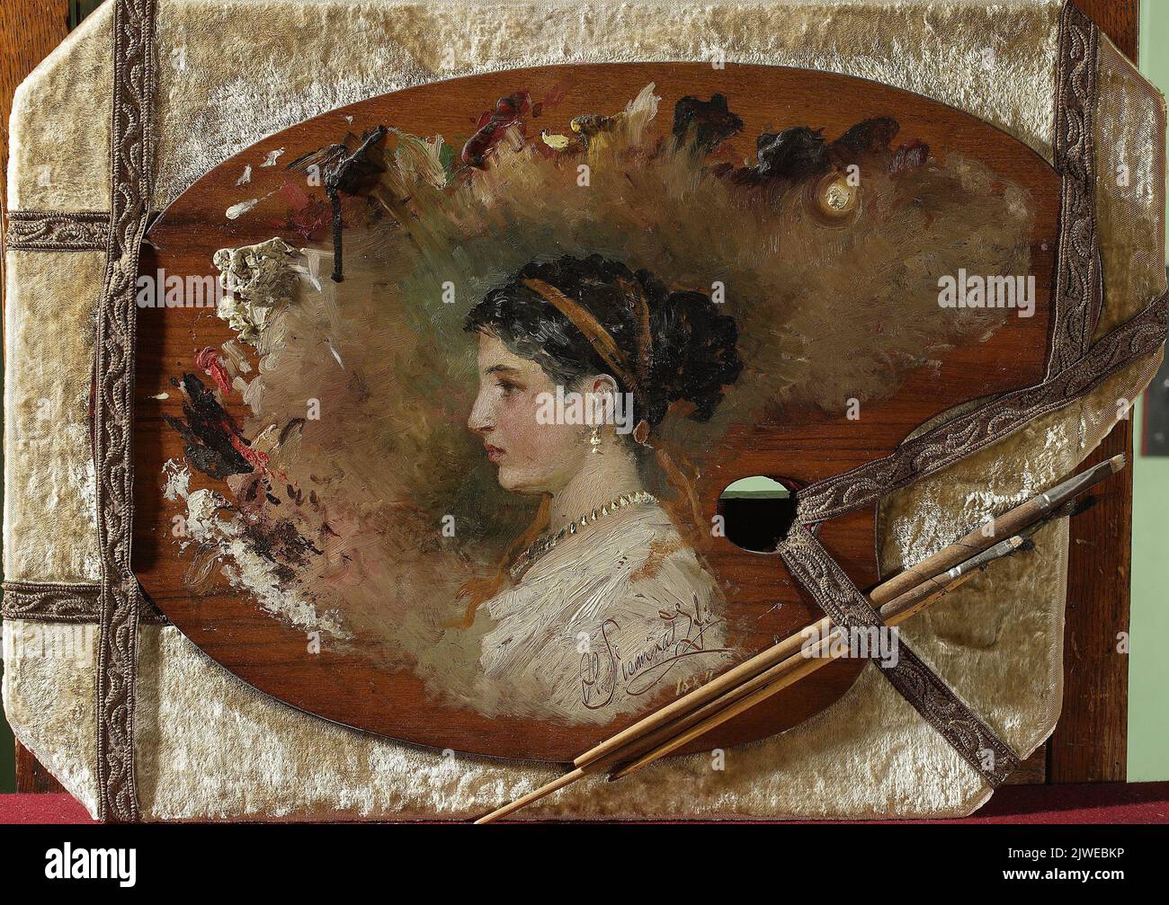 Female portrait on the painter's palette. Siemiradzki, Henryk (1843 ...