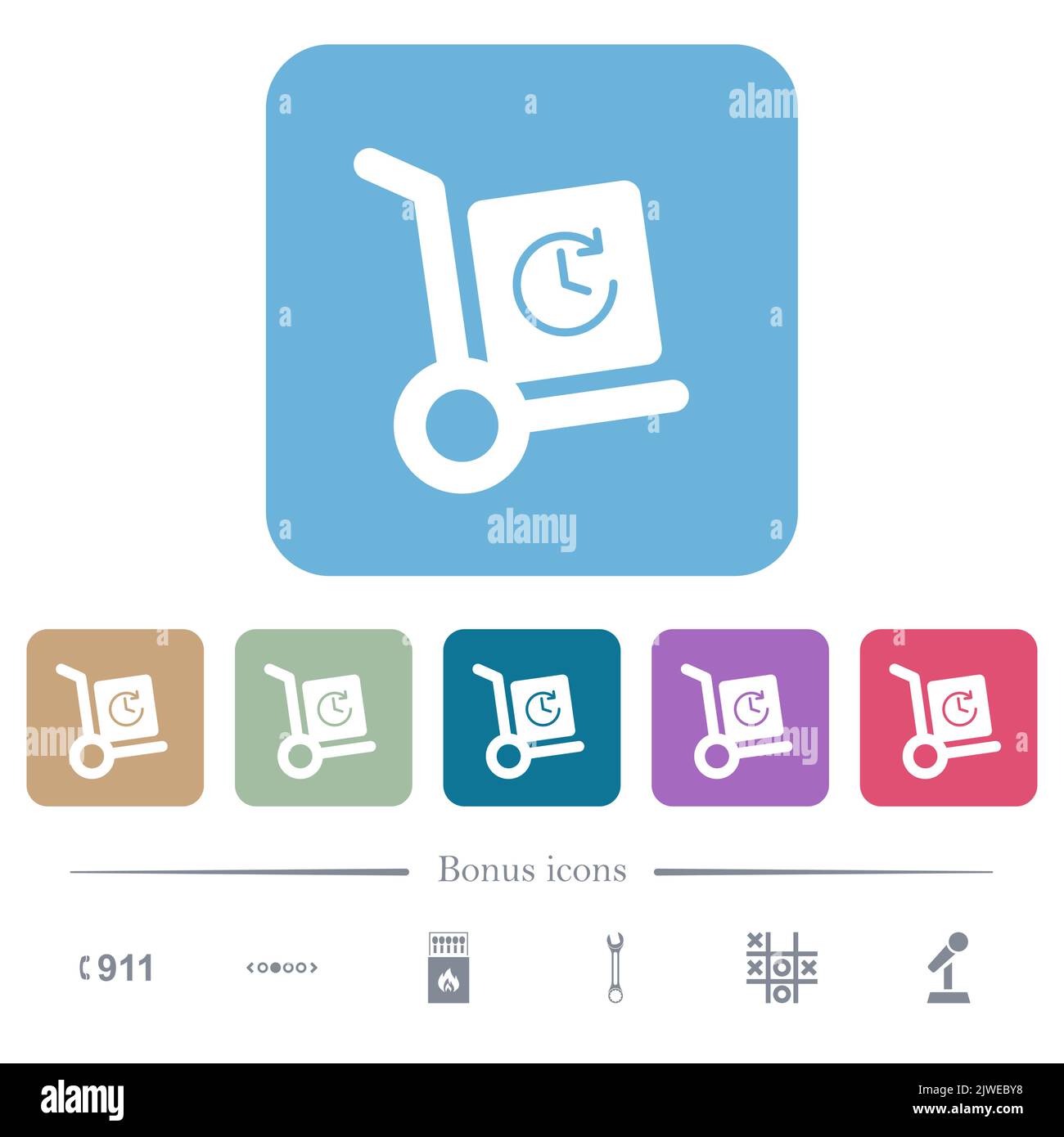 Express up parcel delivery solid white flat icons on color rounded ...