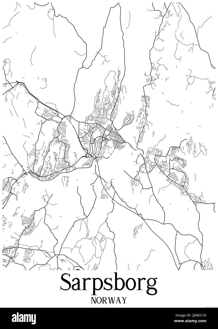 Black and white urban map of sarpsborg Stock Photo - Alamy