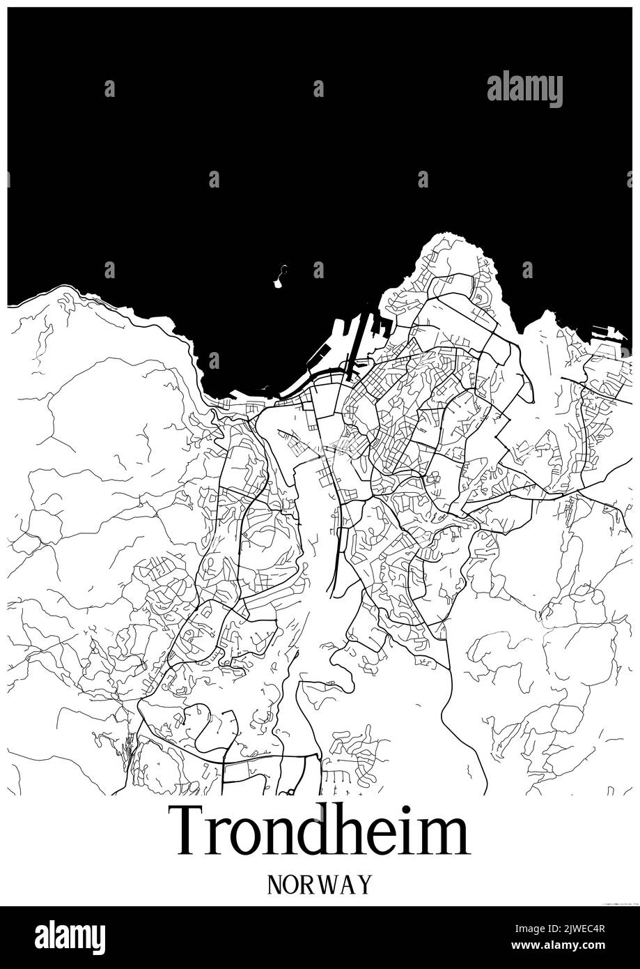 Trondheim map Black and White Stock Photos & Images - Alamy
