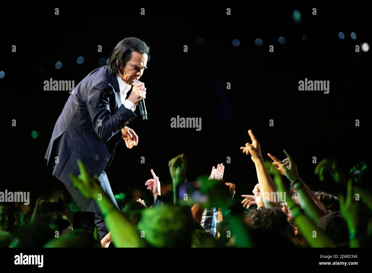 the exhibition of Nick Cave And The Bad Seeds at Rock En Seine Festival ...
