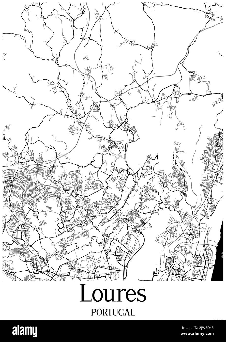 Black and white urban map of loures Stock Photo - Alamy