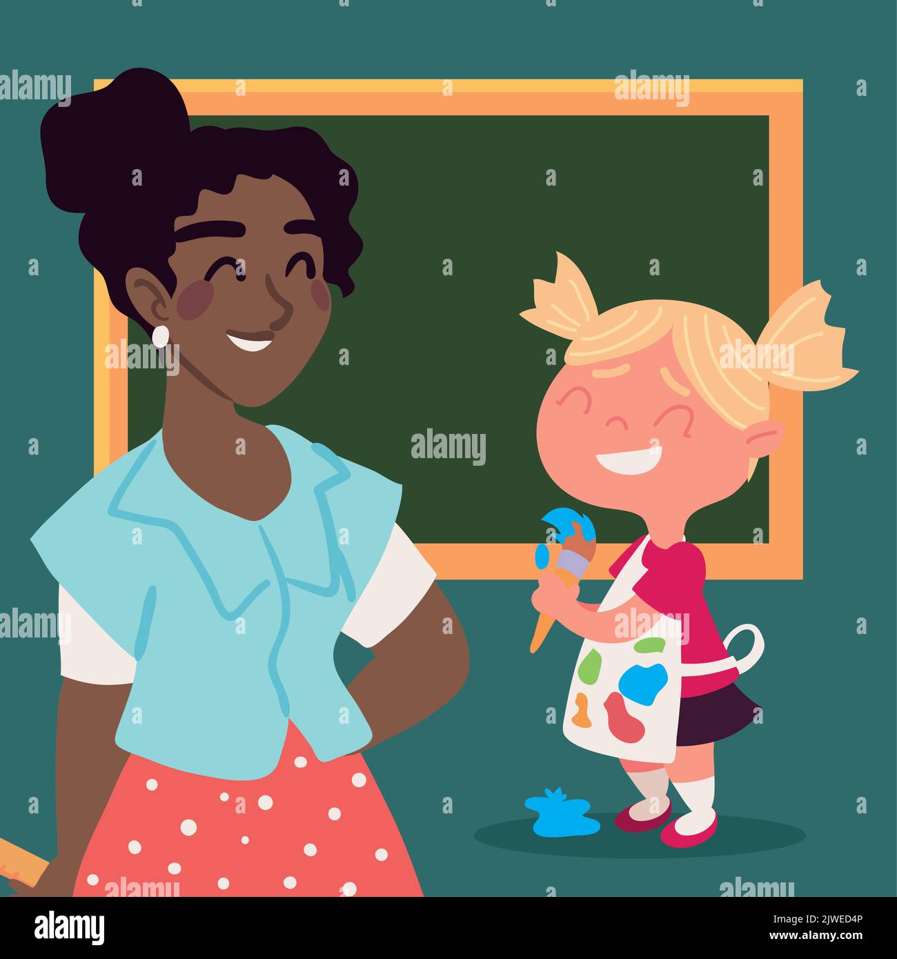 woman teacher and student Stock Vector Image & Art - Alamy