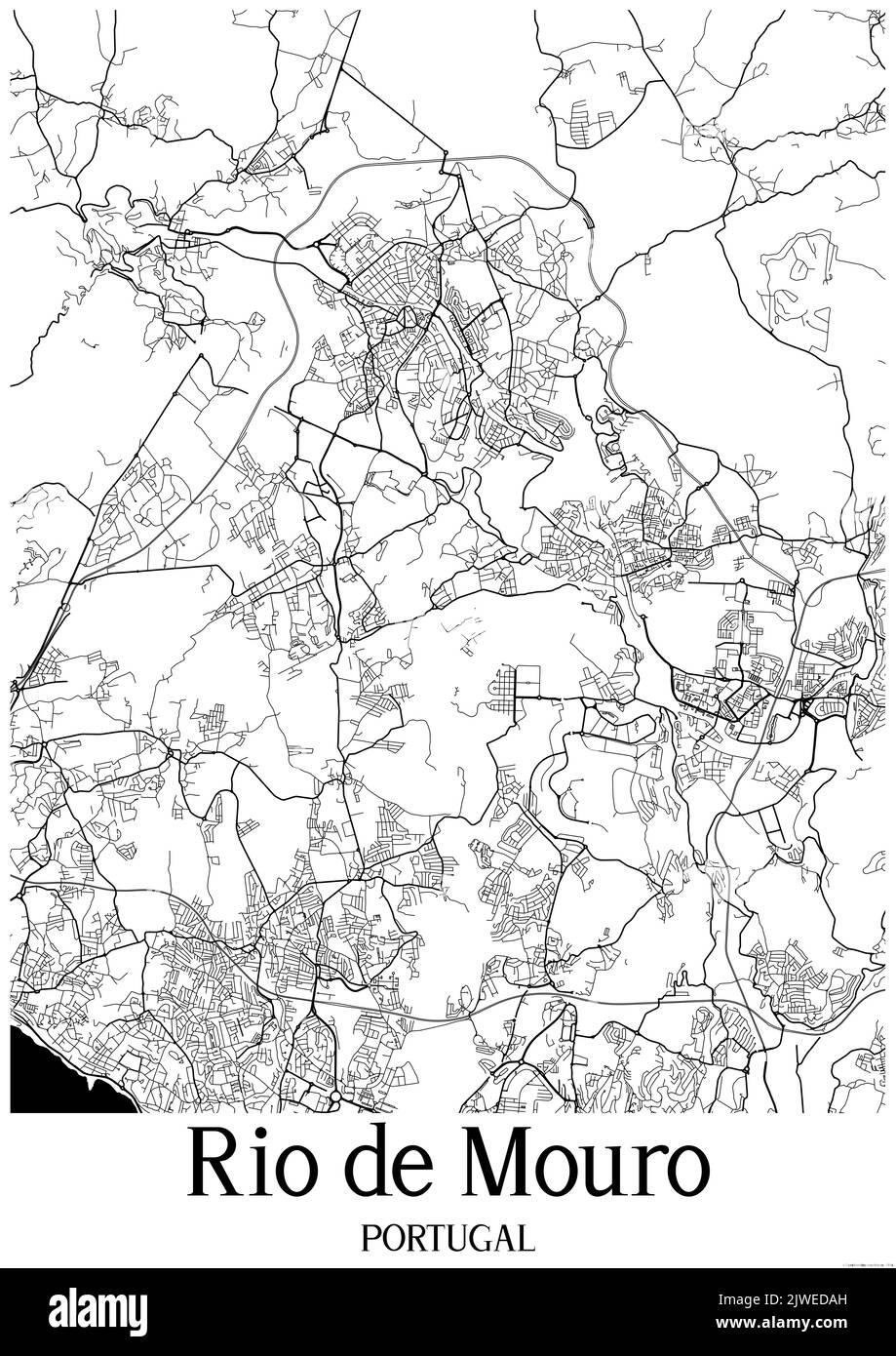 Black and white urban map of rio de mouro Stock Photo - Alamy