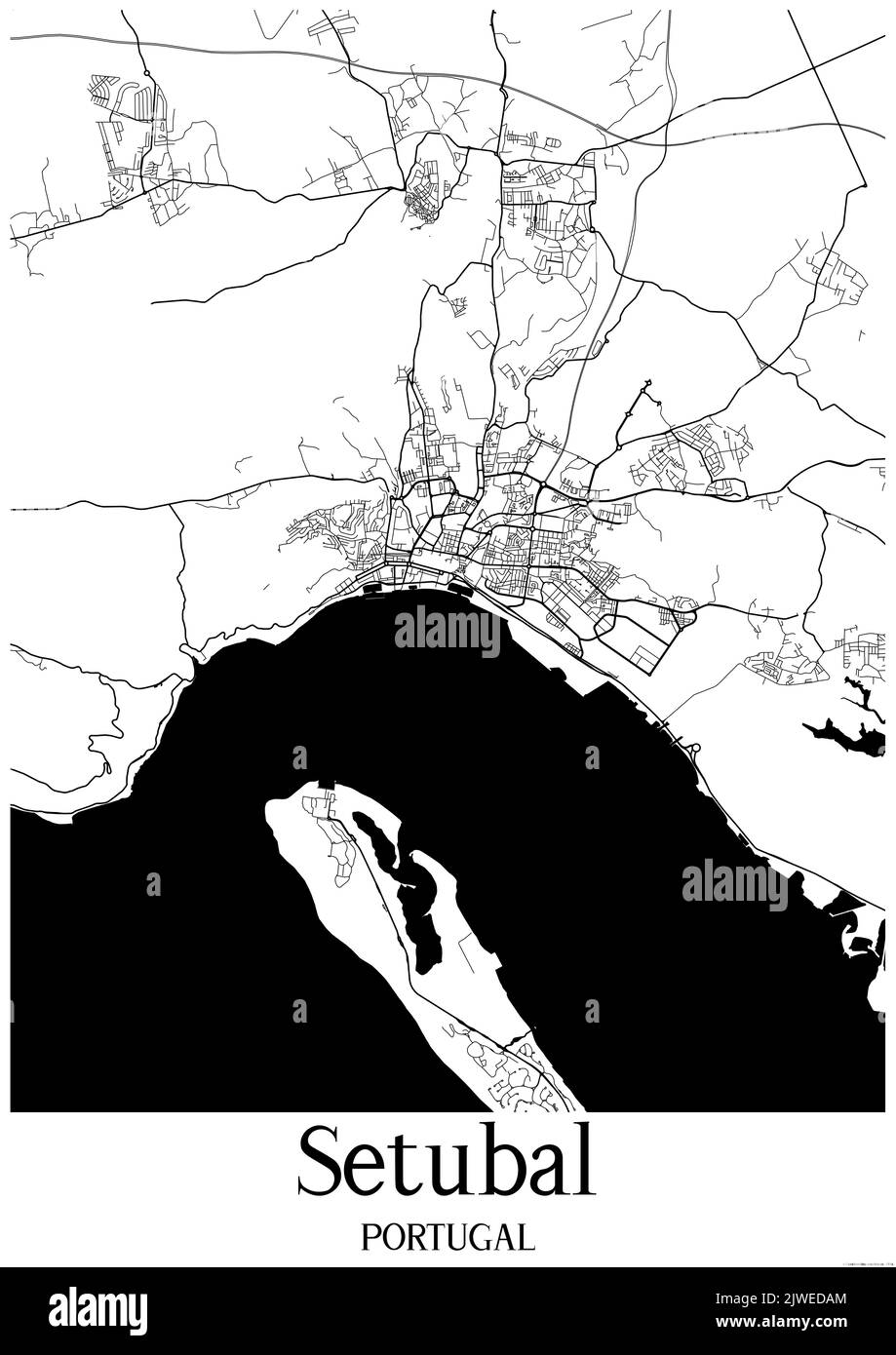 Black and white urban map of setubal Stock Photo - Alamy