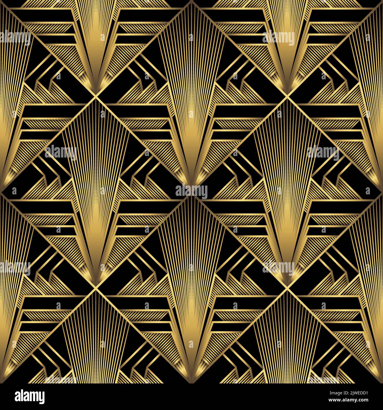 Art Deco Pattern. Vector background in 1920s style. Gold black texture ...