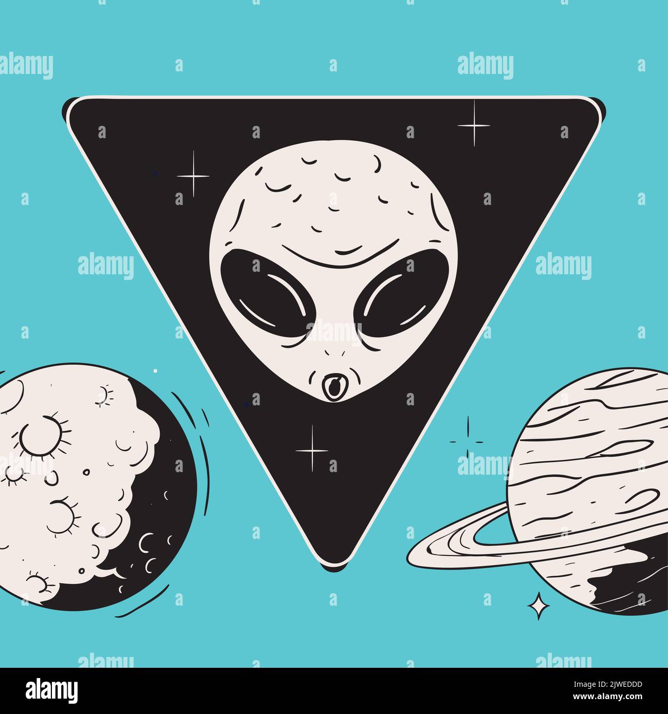 space alien and planet retro Stock Vector Image & Art - Alamy