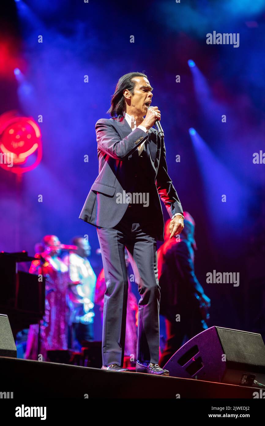 the exhibition of Nick Cave And The Bad Seeds at Rock En Seine Festival ...