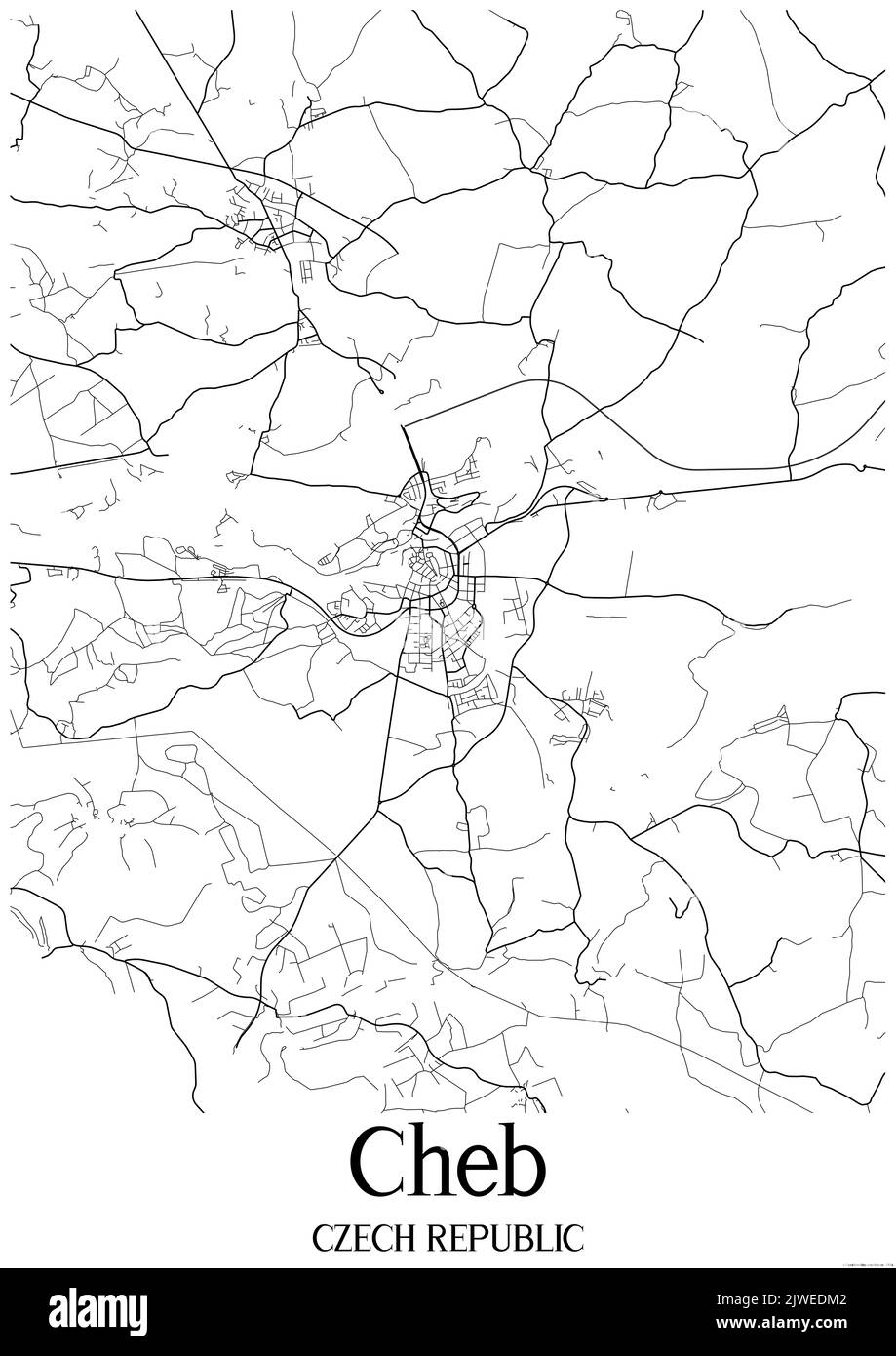 Black and white urban map of cheb Stock Photo - Alamy
