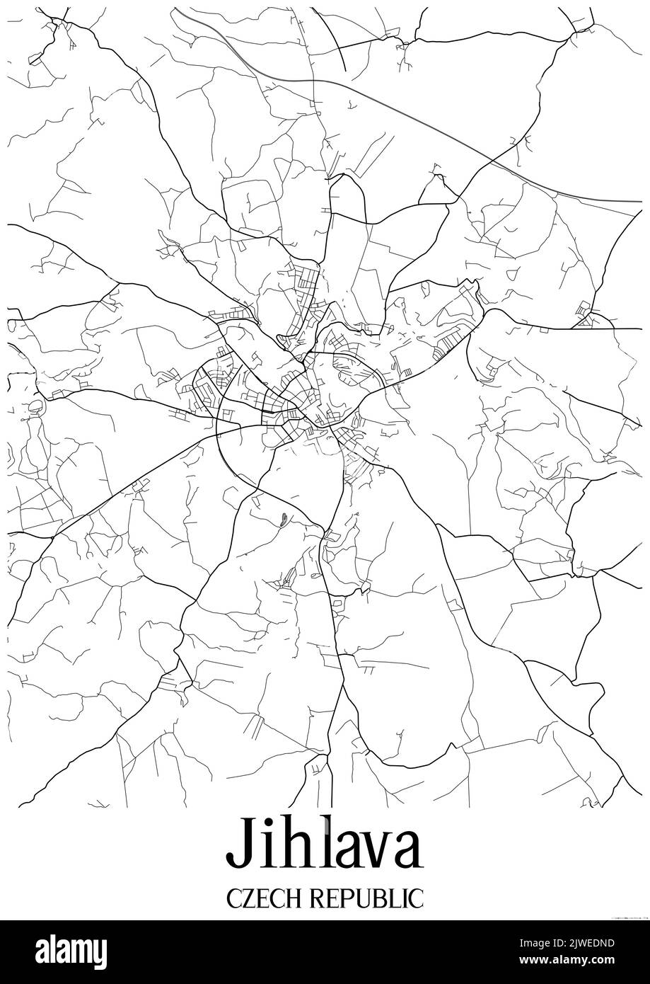 Black and white urban map of jihlava Stock Photo - Alamy