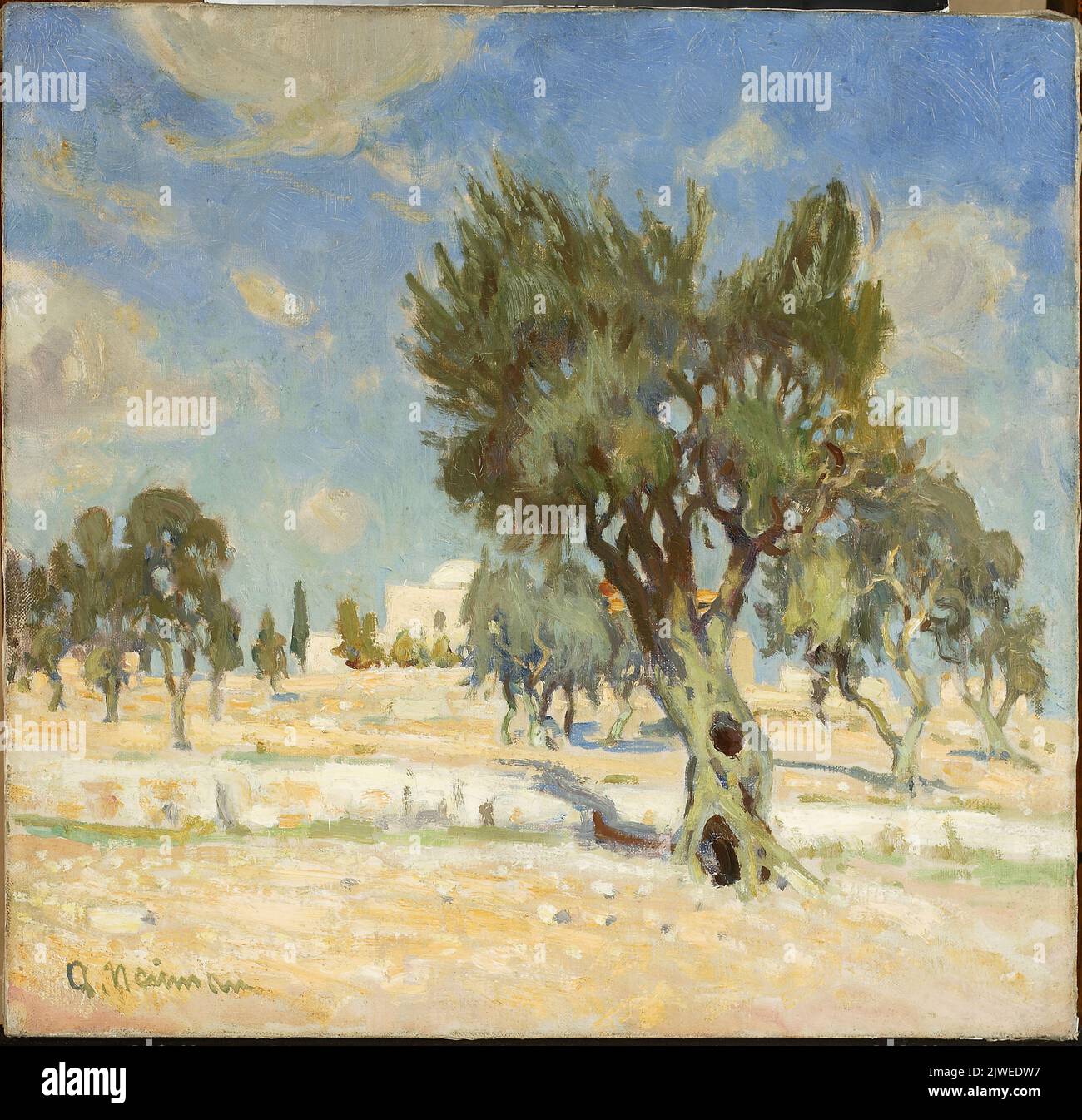 Olive trees near Jerusalem. Neuman, Abraham (1873-1942), painter Stock ...