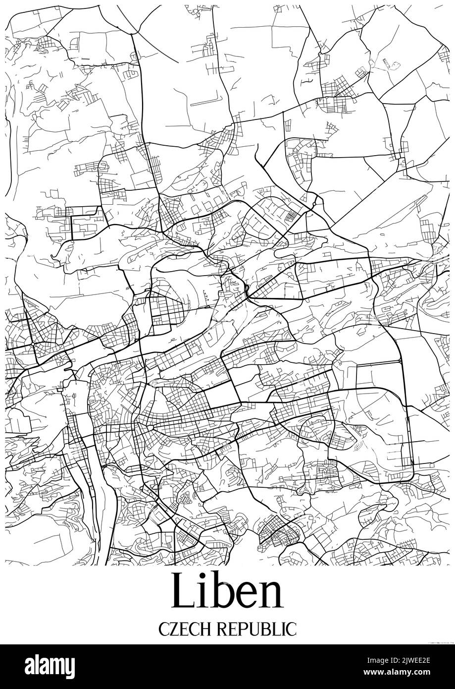 Black and white urban map of liben Stock Photo - Alamy
