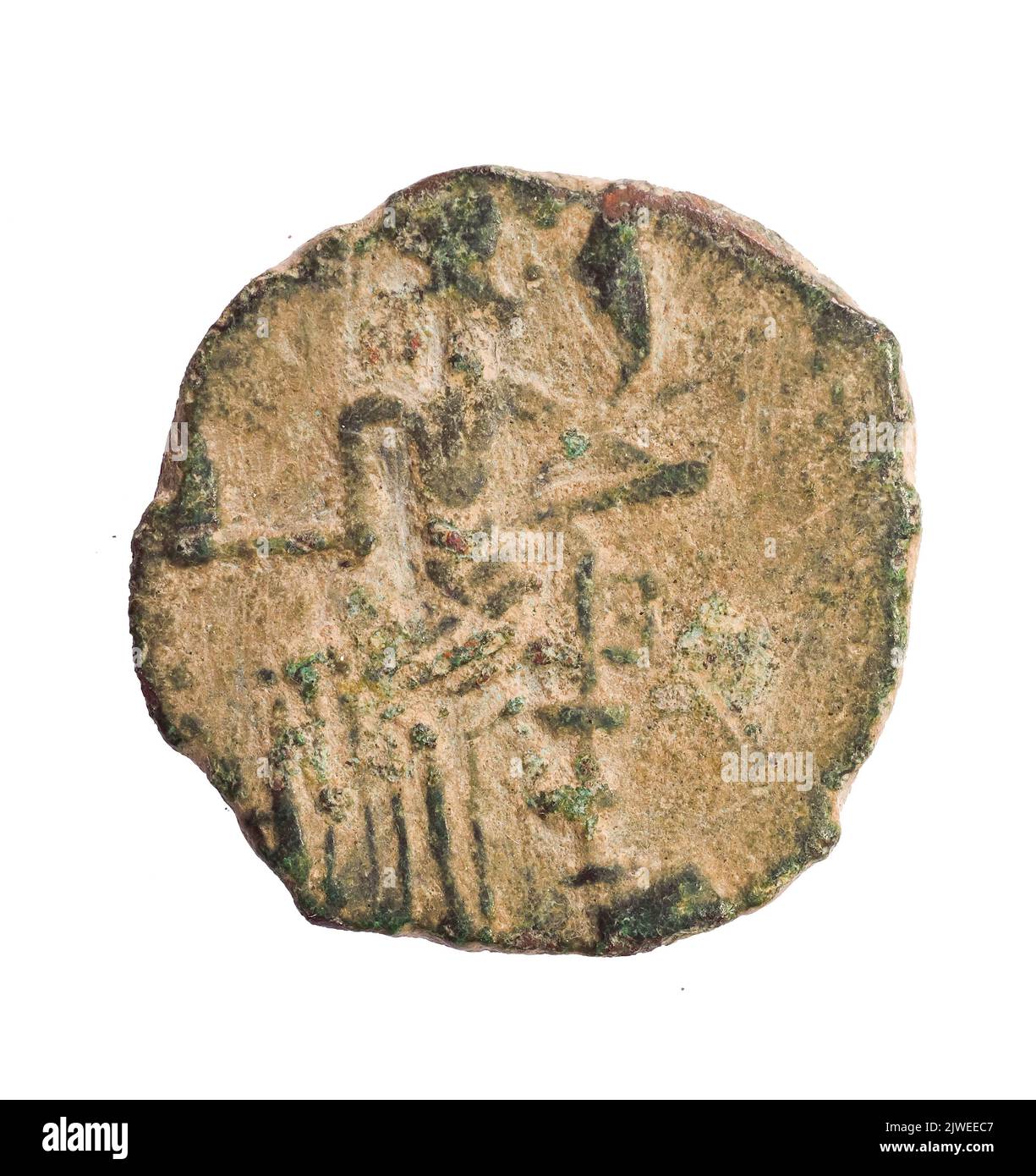 Roman bronze coin. Seated figure on reverse Stock Photo - Alamy