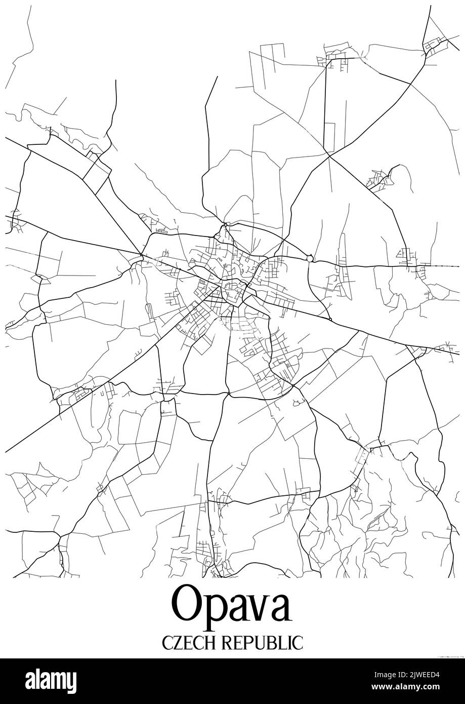 Black and white urban map of opava Stock Photo - Alamy